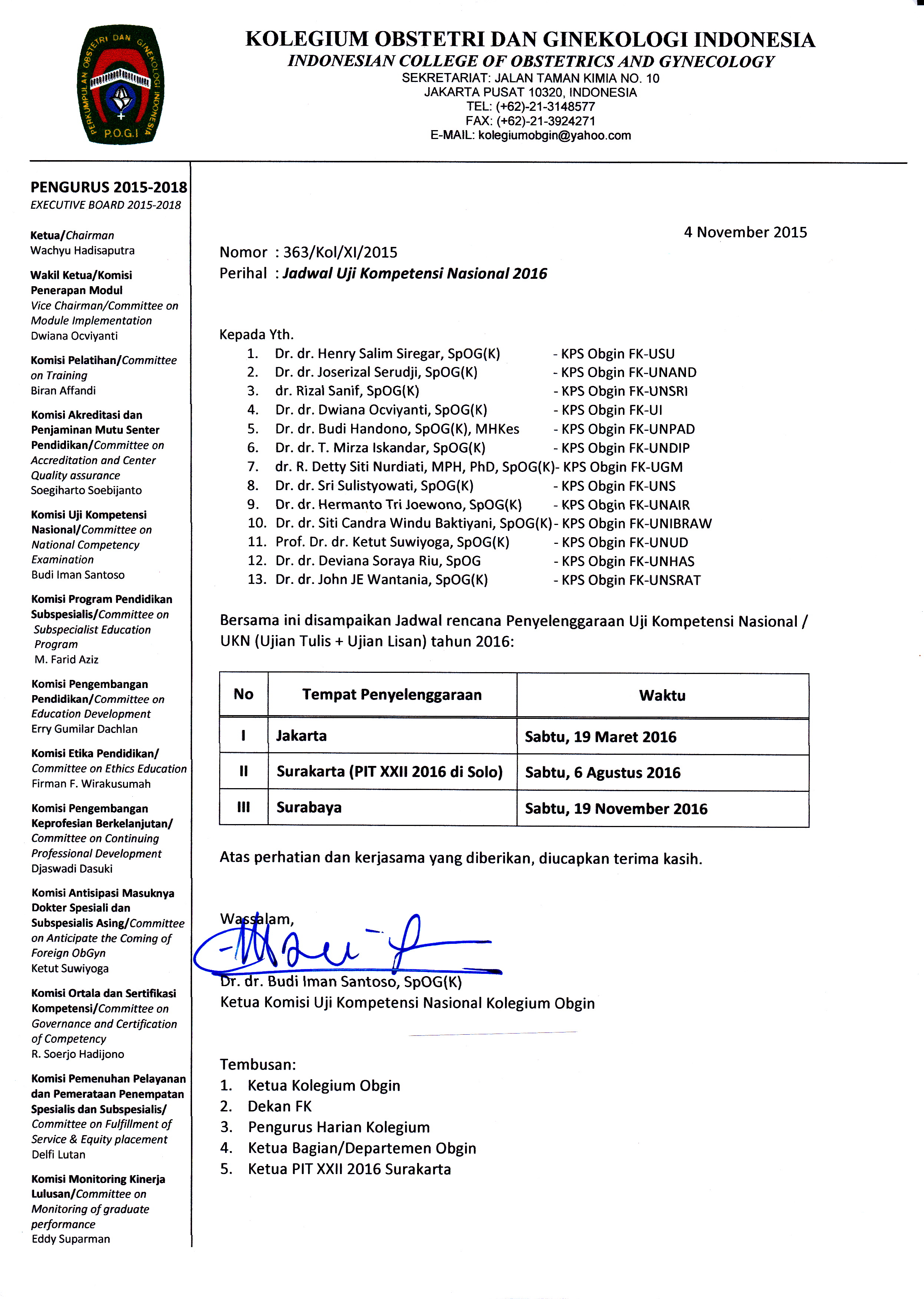 Jadwal Uji Kompetensi Nasional PPDS Obgin 2016 | Kolegium Ob~Gin